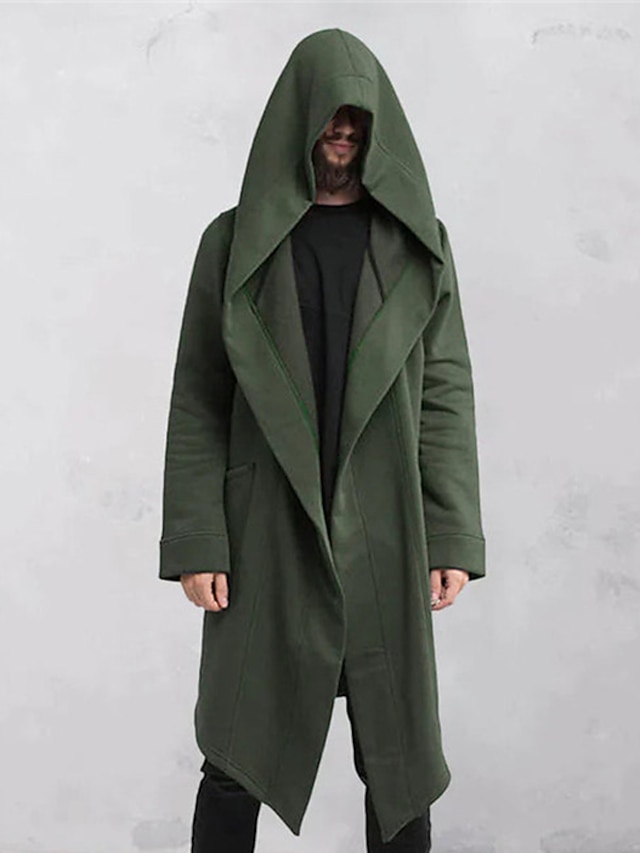 Men's Trench Coat Hooded Cloak Outdoor Daily Wear Fall & Winter ...