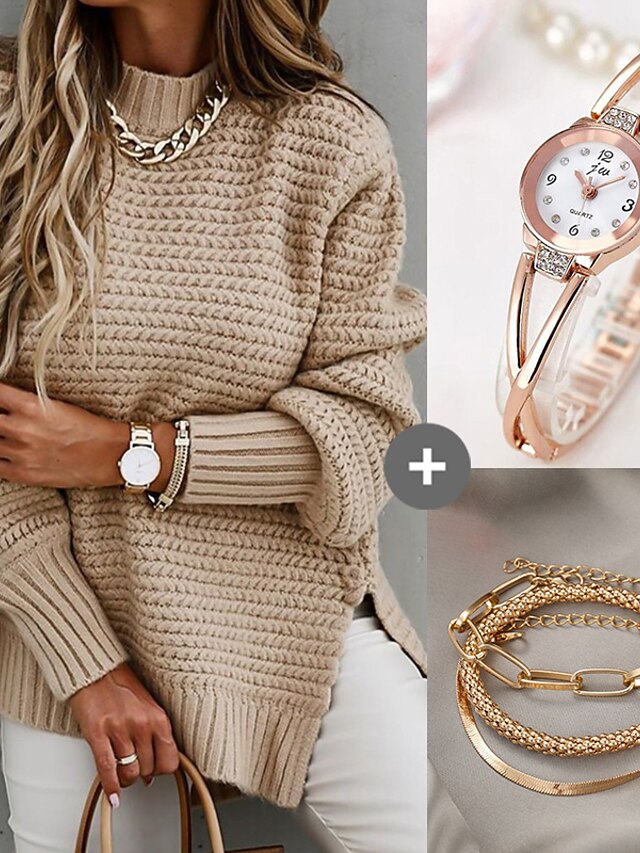 Fall/Winter Items - Women's Pullover Split Knitted Sweater & Fashion ...