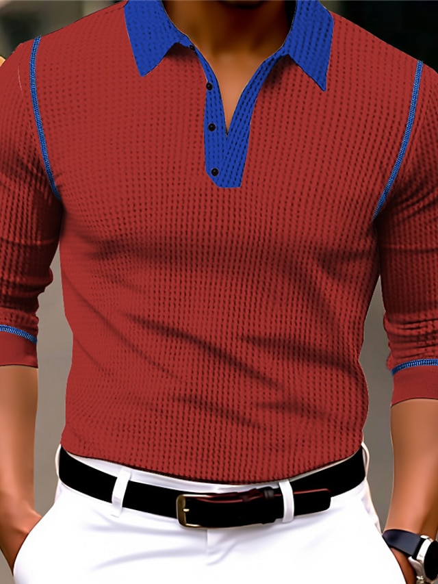 Men's Button Up Polos Polo Shirt Casual Sports Lapel Long Sleeve ...