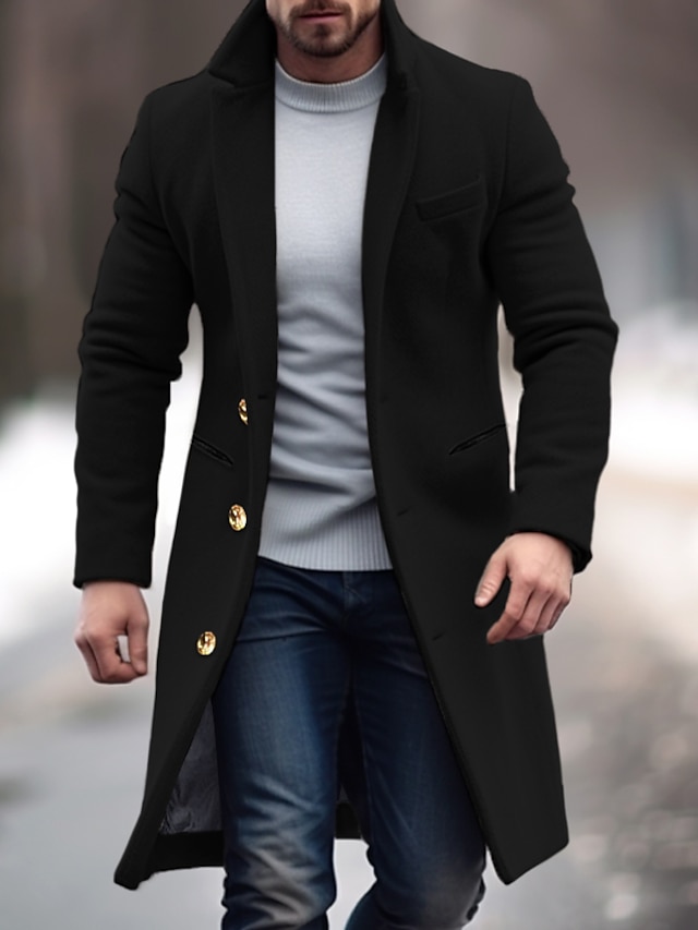 Men's Winter Coat Overcoat Trench Coat Office & Career Daily Wear ...