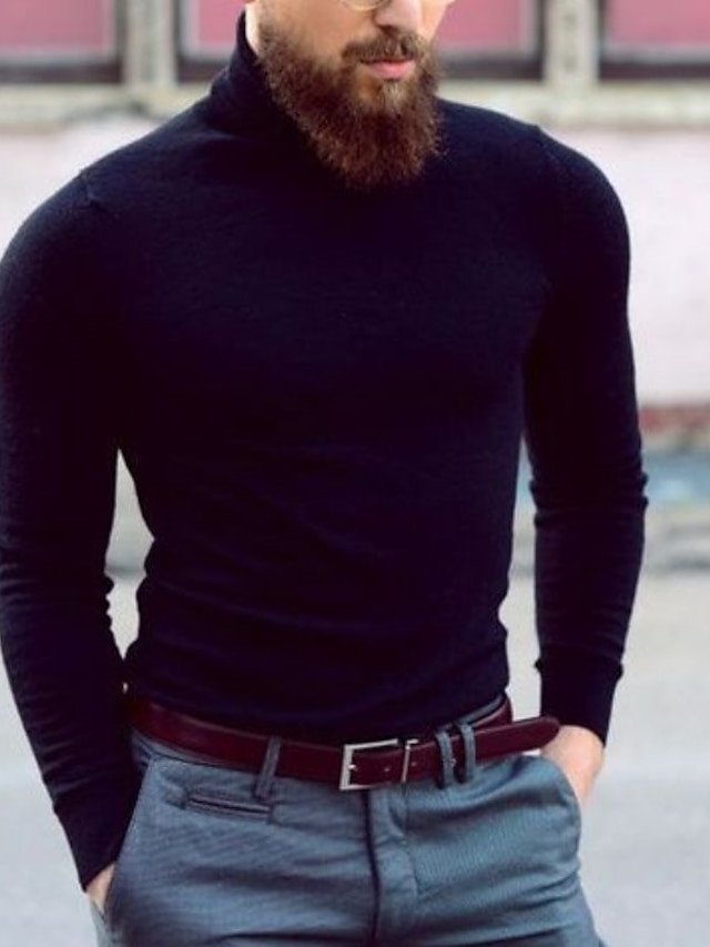 Homme Col roulé Tricots Pull col roulé homme Pull Tricoter Hauts ...