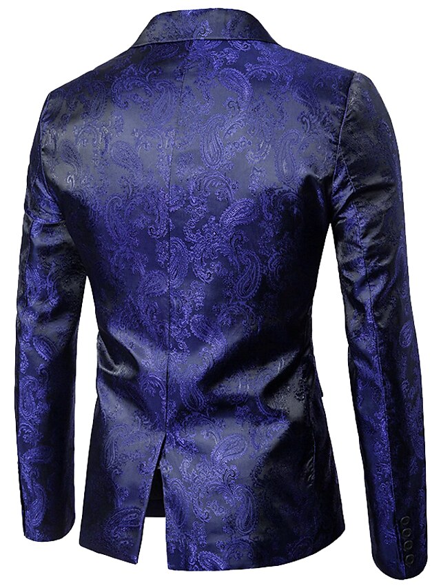 Men's Jacket Blazer Wedding Party Thermal Warm Pocket Jacquard Winter ...