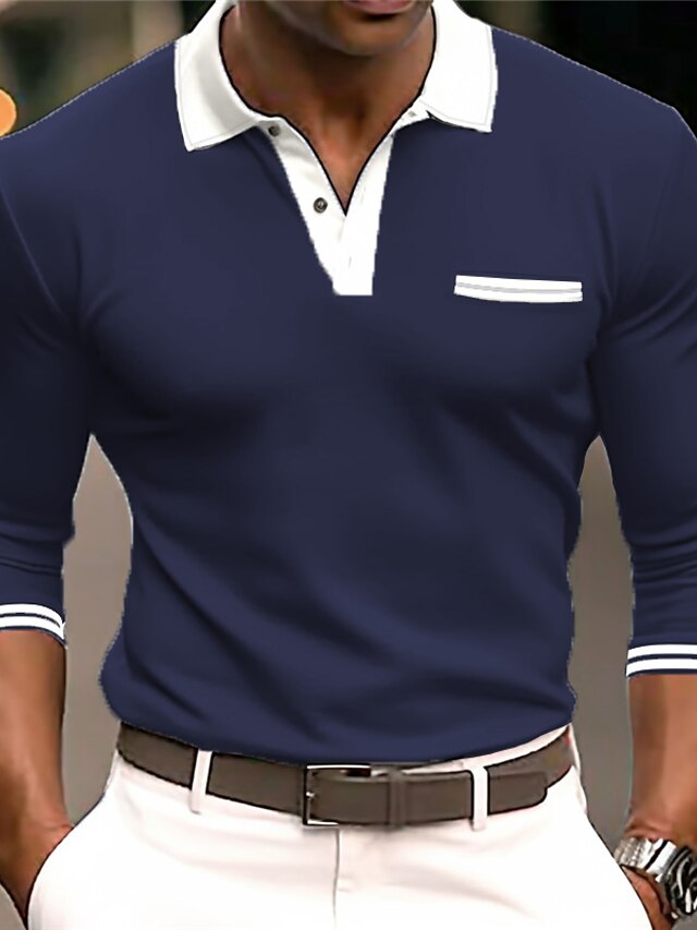 Men's Button Up Polos Polo Shirt Casual Holiday Lapel Short Sleeve Fashion Basic Color Block ...