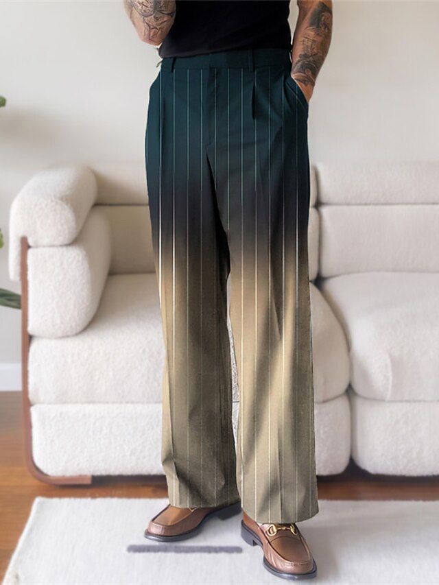 Gradient Stripes Business Casual Men's 3D Print Pants Trousers Outdoor ...