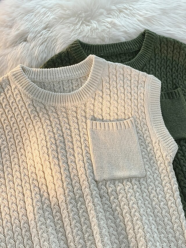 Men's Sweater Vest Pullover Sweater Jumper Jumper Cable Knit Regular ...