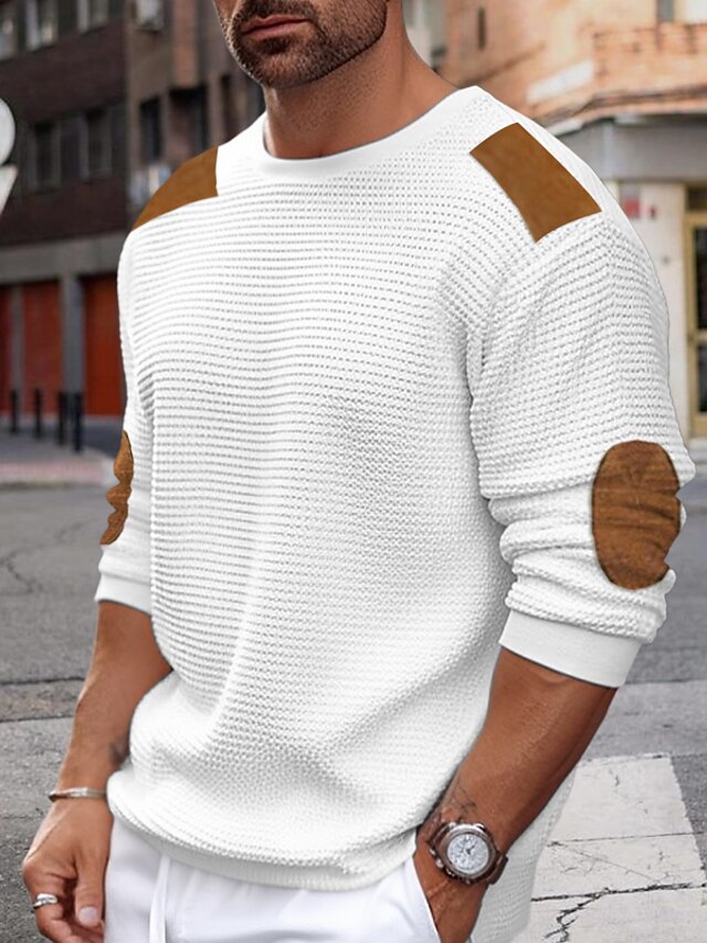 Hombre Pulóveres Pull-over Estriado Waffle Tejer De Punto Plano Cuello ...
