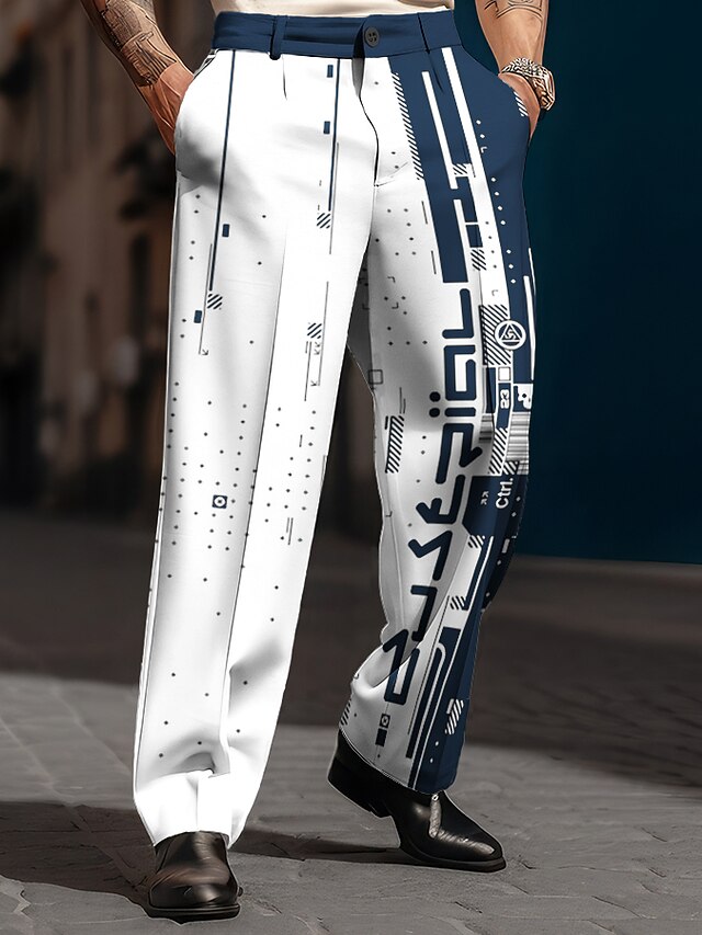 Geometry Business Casual Men's 3D Print Pants Trousers Outdoor Street Wear to work Polyester ...
