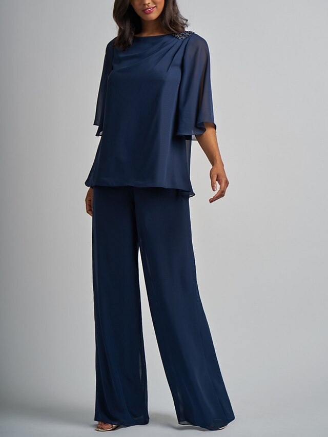 Jumpsuits Mother of the Bride Dress Wedding Guest Elegant Scoop Neck ...