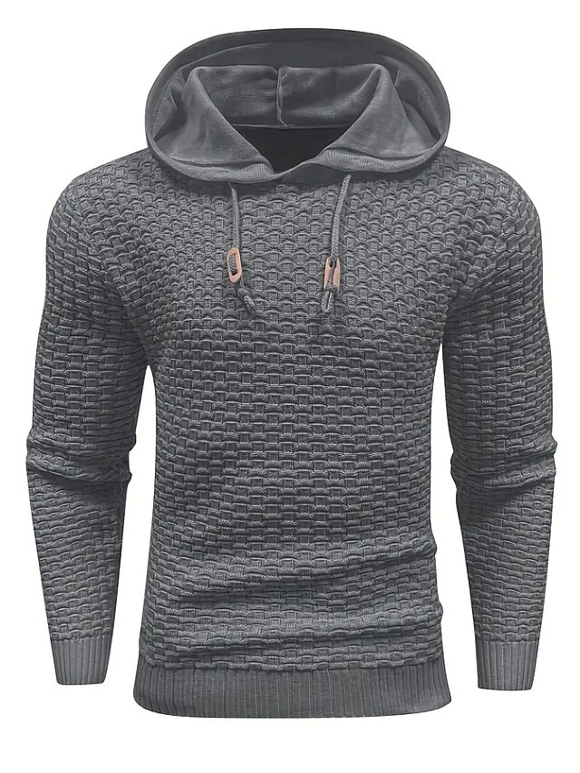 Men's Pullover Sweater Jumper Ribbed Knit Regular Drawstring Classic ...