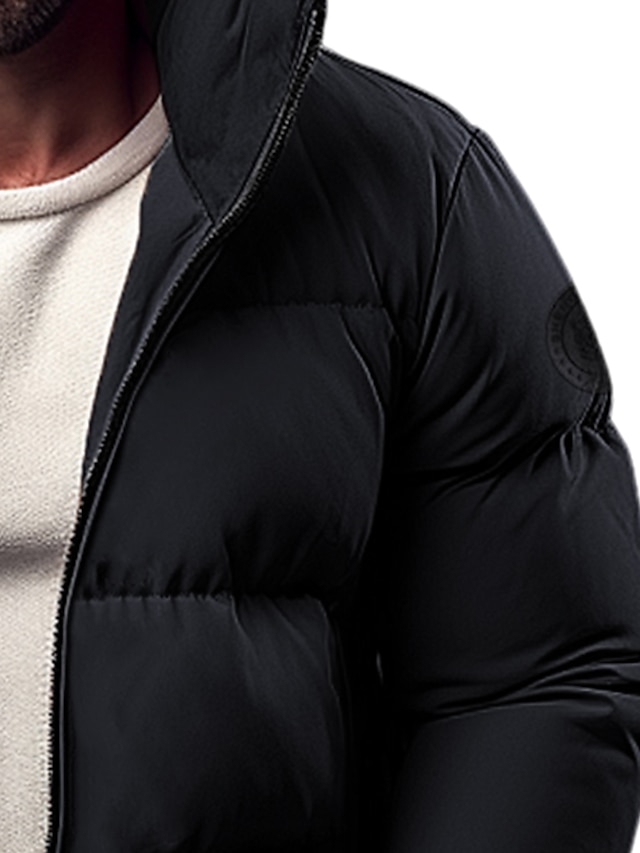 Men's Winter Coat Winter Jacket Puffer Jacket Zipper Pocket Polyster ...