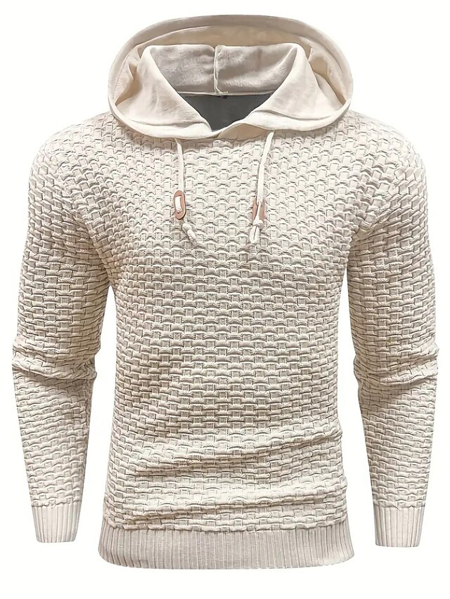 Men's Pullover Sweater Jumper Ribbed Knit Regular Drawstring Classic ...
