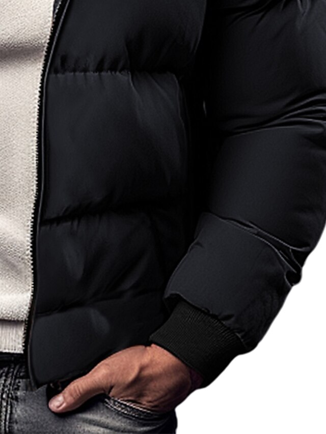 Men's Winter Coat Winter Jacket Puffer Jacket Zipper Pocket Polyster ...