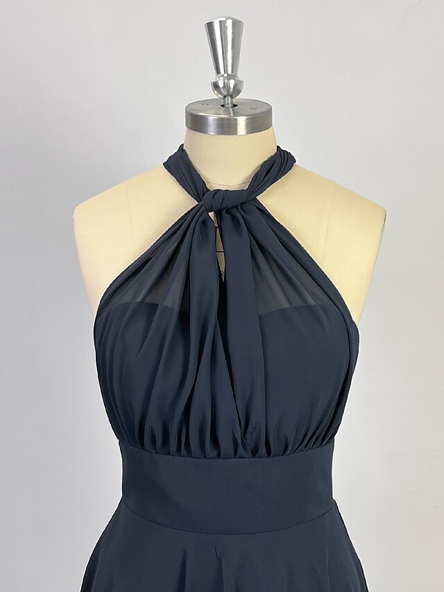 A-Line Blue Wedding Guest Dresses Convertible Infinity Mother Dress Formal Tea Length Sleeveless ...