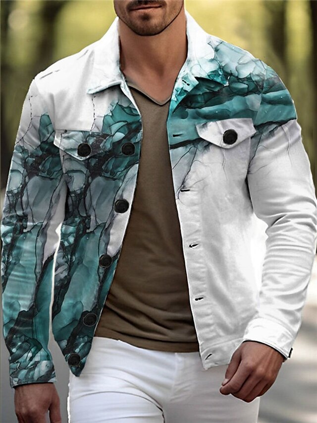 Gradient Ramp Casual Men's Shirt Shirt Jacket Shacket Outdoor Street ...