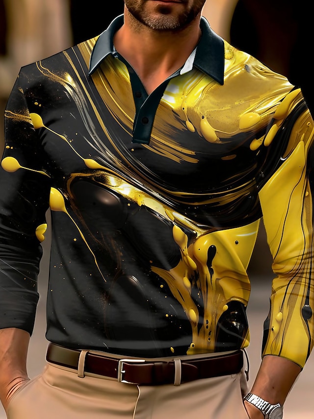 Gradient Ramp Abstract Men's 3D Print Golf Polo Outdoor Casual Daily ...