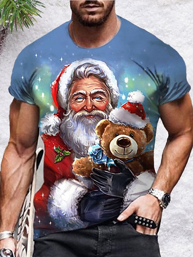Christmas Men's Santa Claus 3D T-shirts Unisex Tee Santa Claus Graphic ...