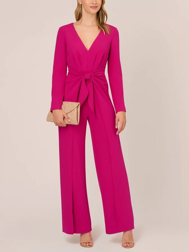 Jumpsuits Mother of the Bride Dress Wedding Guest Elegant V Neck Ankle ...