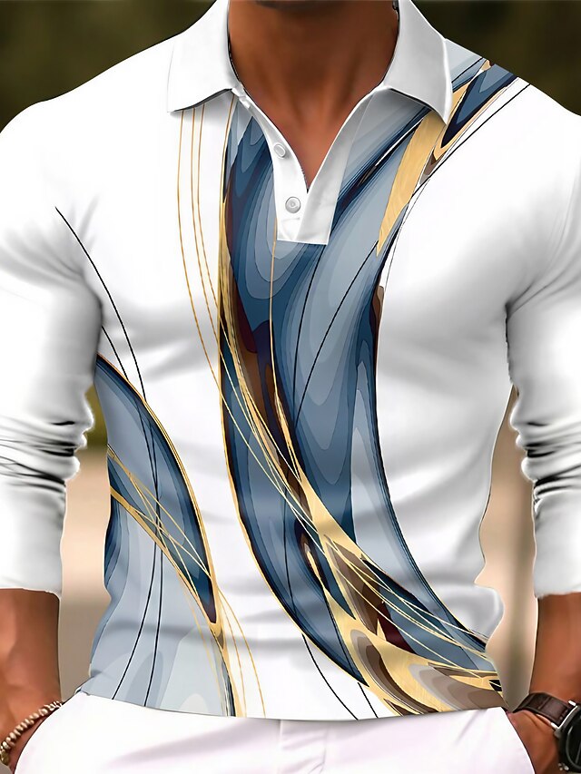 Geometry Linear Men's Business Print 3D Golf Polo Outdoor Casual Daily ...