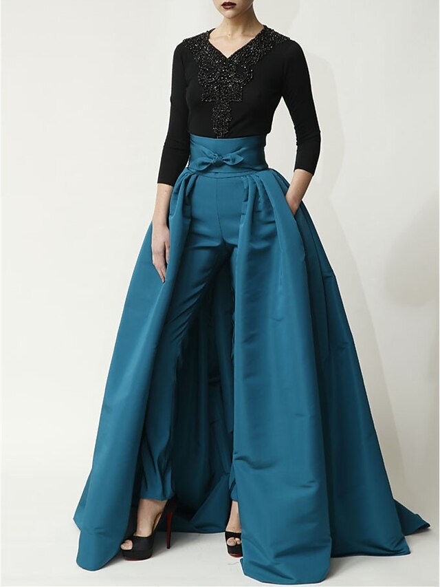 Jumpsuits Evening Gown Elegant Dress Wedding Guest Ankle Length 3/4 ...