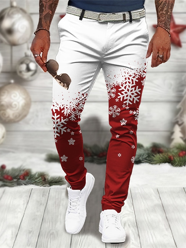 Snowflake Casual Men's 3D Print Christmas Pants Pants Trousers Outdoor ...