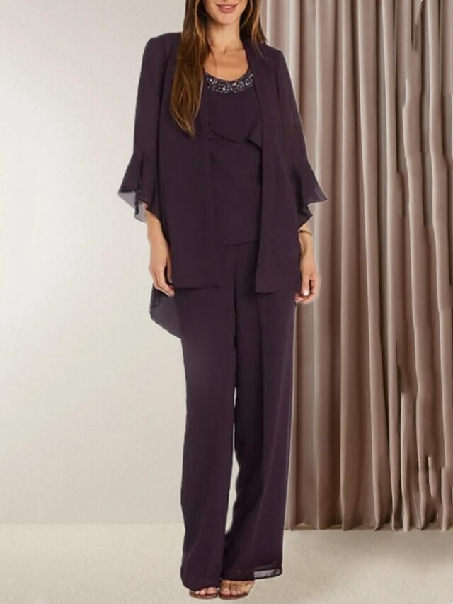 Jumpsuits Mother of the Bride Dress Wedding Guest Elegant Scoop Neck ...