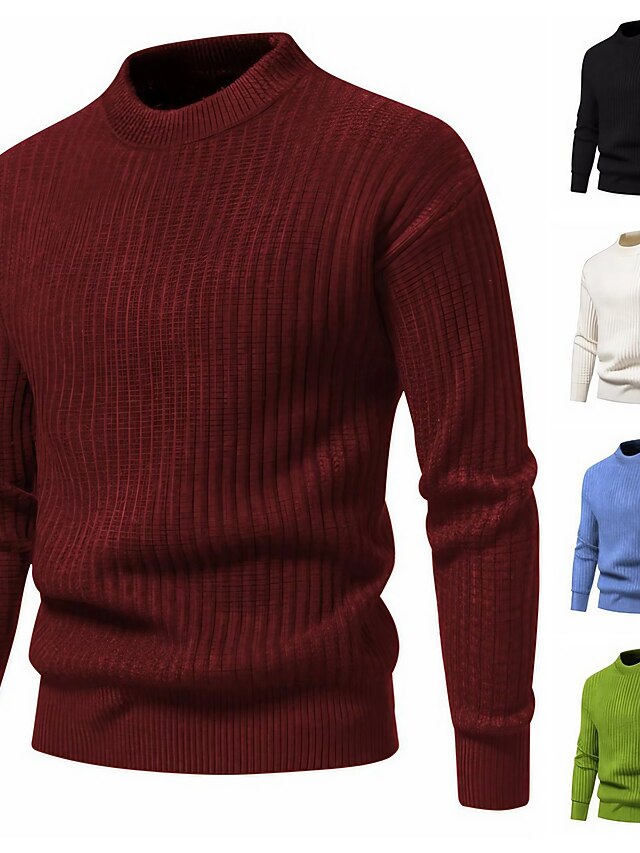 Men's Cropped Sweater Pullover Sweater Jumper Ribbed Knit Regular ...