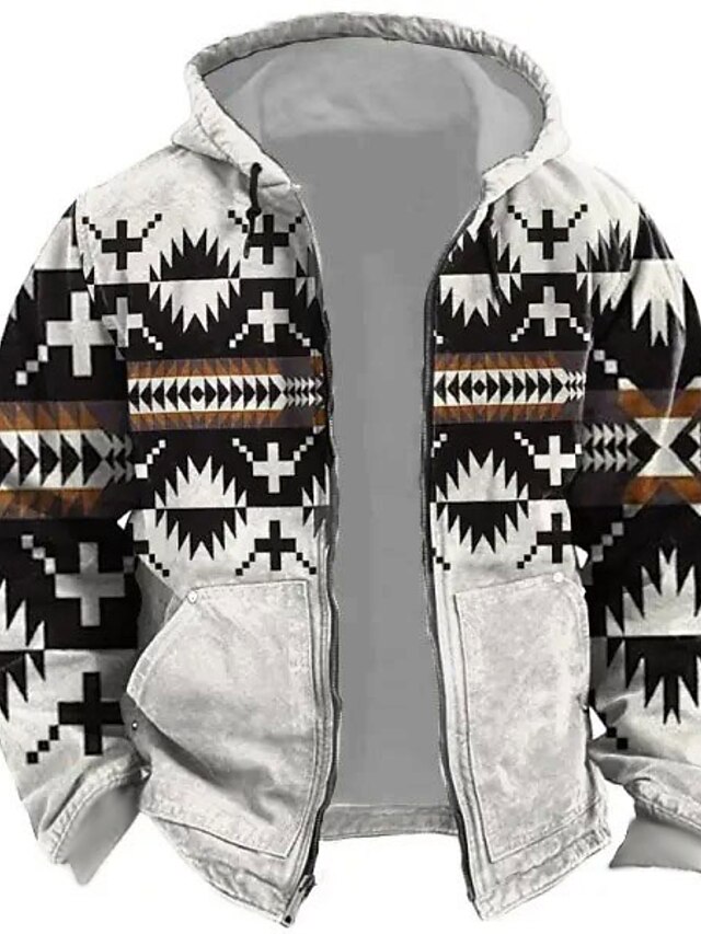 Tribale Stampe astratte Sportivo Classico Informale Per uomo Stampa 3D Felpa con cappuccio con ...