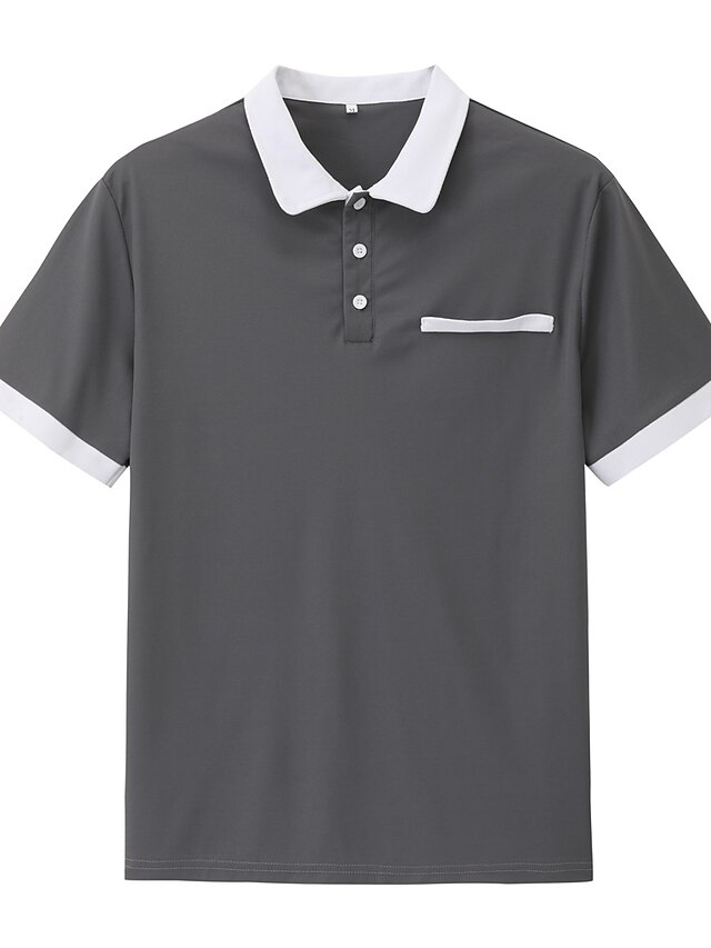 Men's Polo Shirt Button Up Polos Casual Holiday Lapel Ribbed Polo ...