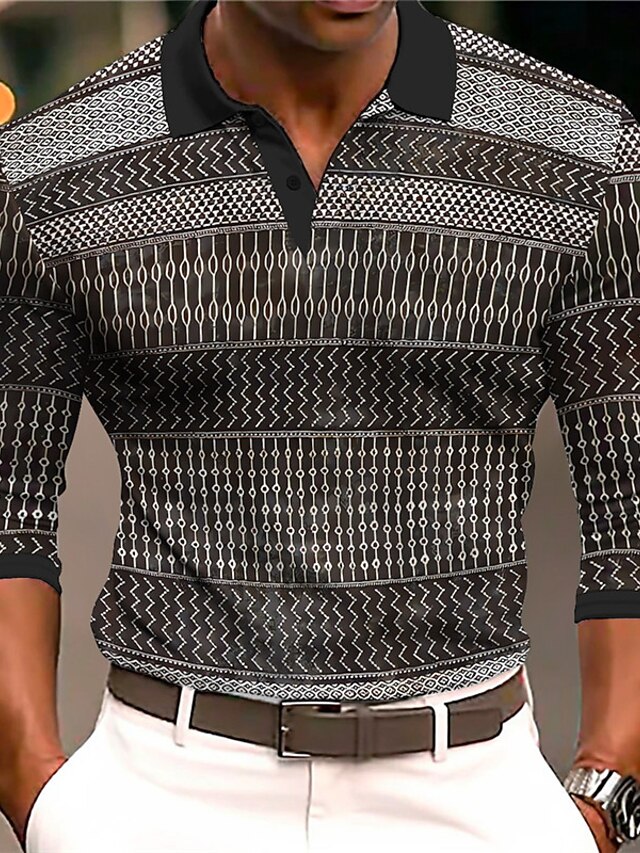 Geometry Men's Vintage Print 3D Golf Polo Outdoor Casual Daily ...