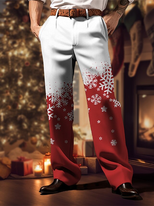 Snowflake Business Casual Men's 3D Print Pants Trousers Outdoor Street ...