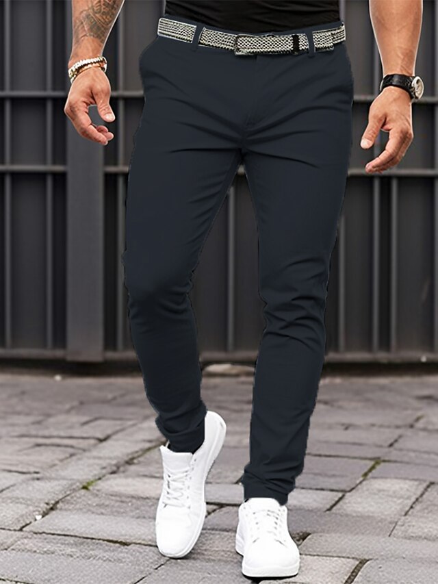 Men's Trousers Chinos Summer Pants Casual Pants Front Pocket Plain ...