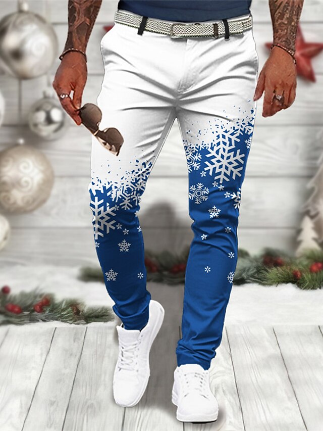 Snowflake Casual Men's 3D Print Christmas Pants Pants Trousers Outdoor ...