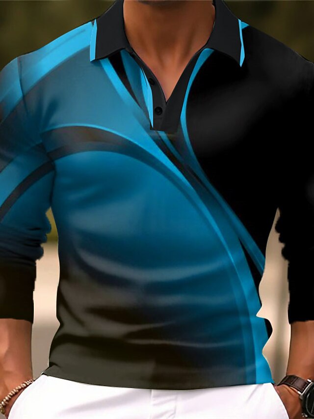 Geometry Linear Men's Business Print 3D Golf Polo Outdoor Casual Daily ...