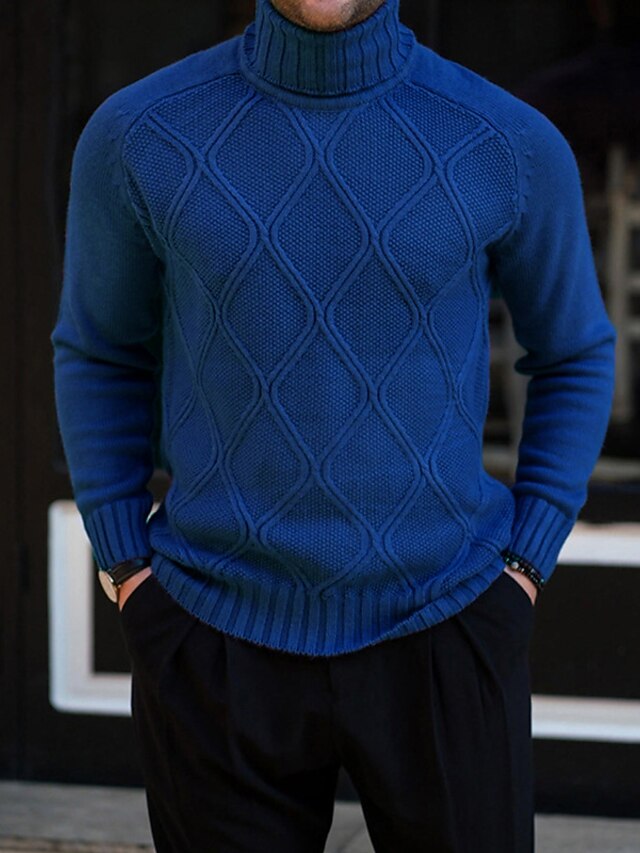 Men's Pullover Sweater Jumper Knit Sweater Ribbed Cable Knit Regular ...
