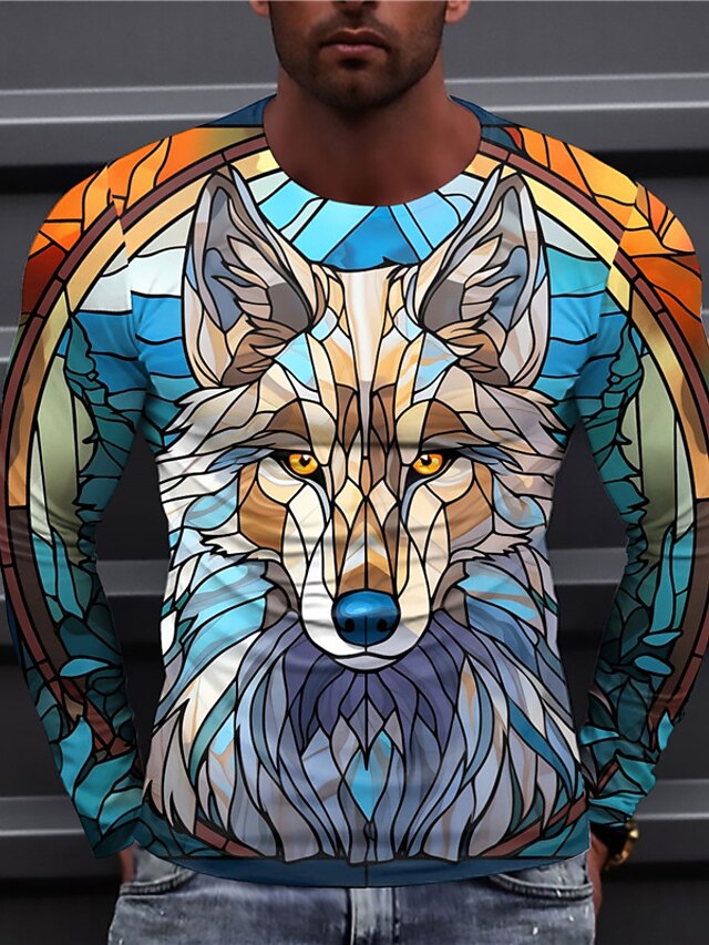 Graphic Wolf Fashion Designer Casual Men's 3D Print T shirt Tee Sports ...