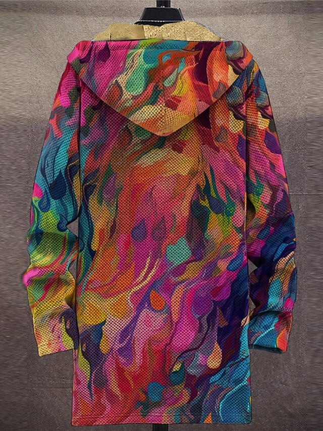 Men's Rainbow Gradual Winter Coat Fleece Jacket Coat Thermal Warm ...