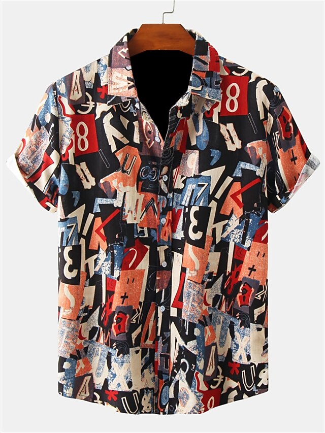 Lettre Graffiti Abstrait Homme Chemise Usage quotidien Sortie Fin de semaine Automne Col rabattu ...