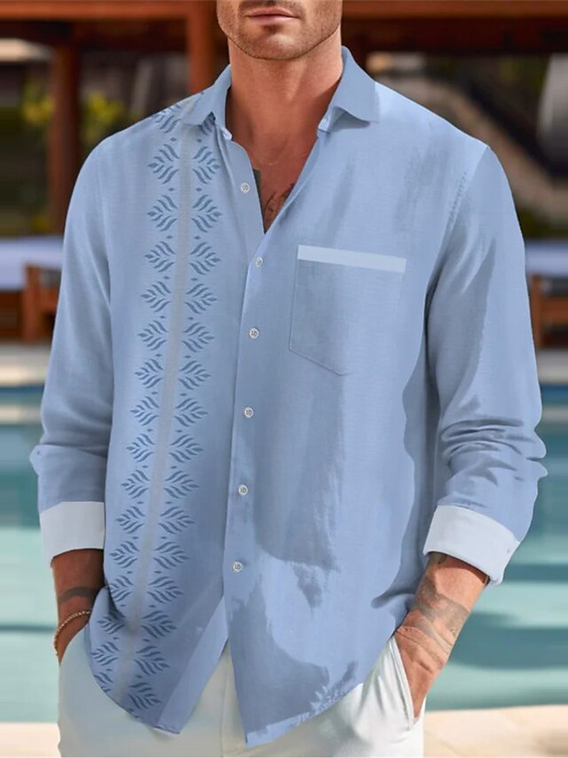 Feuille Décontractées Homme Chemise Usage quotidien Sortie Automne hiver Col rabattu manche ...