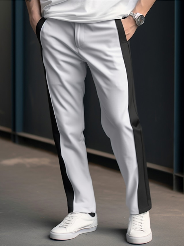 Men's Trousers Chinos Chino Pants Pleated Pants Patchwork Front Pocket ...
