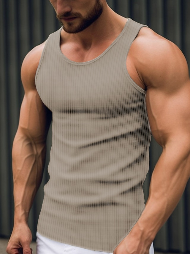 Herr Linne Undertröjor Ärmlös tröja Slät Rund hals Utomhus Utekväll ...