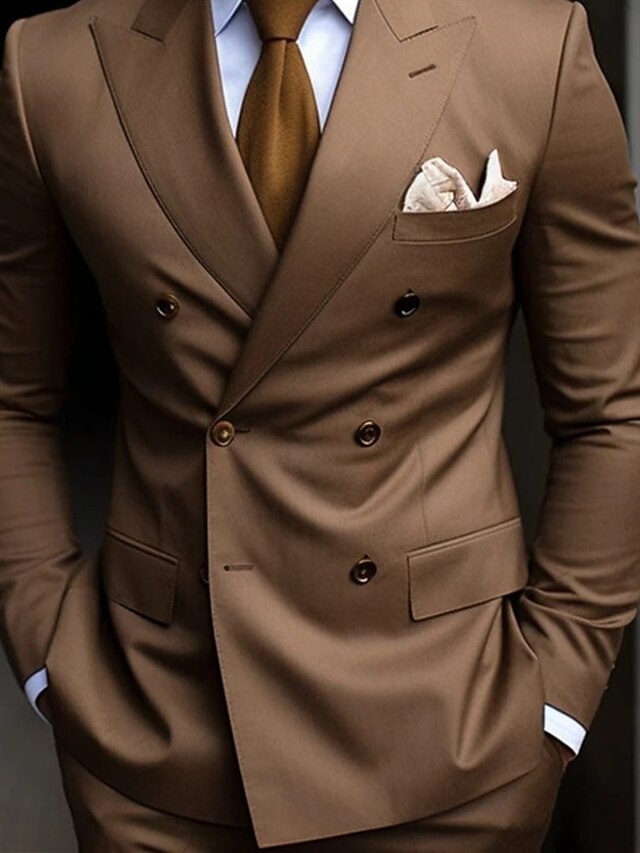 Black White Yellow Men's Wedding Suits Solid Colored 2 Piece Business ...