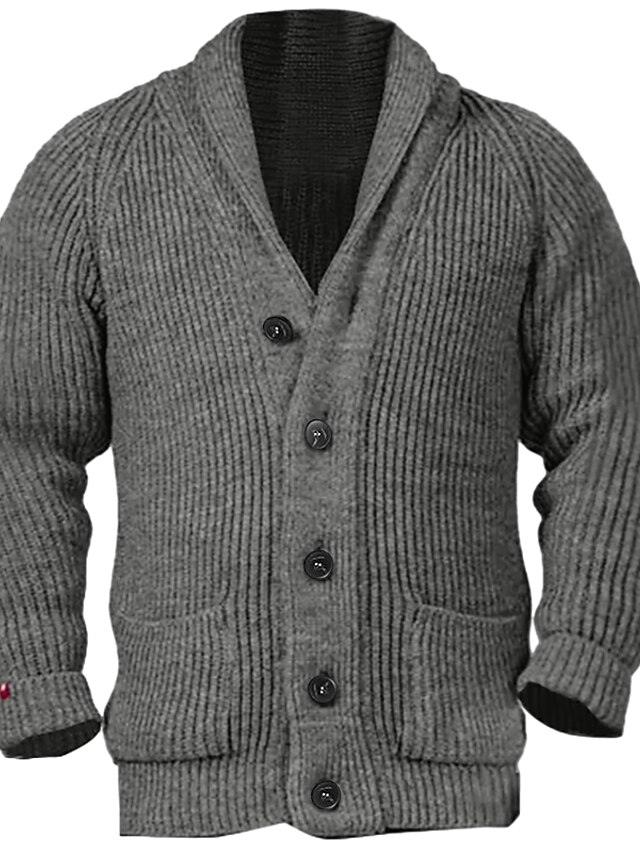Men's Cardigan Sweater Cropped Sweater Knit Sweater Ribbed Knit Regular ...