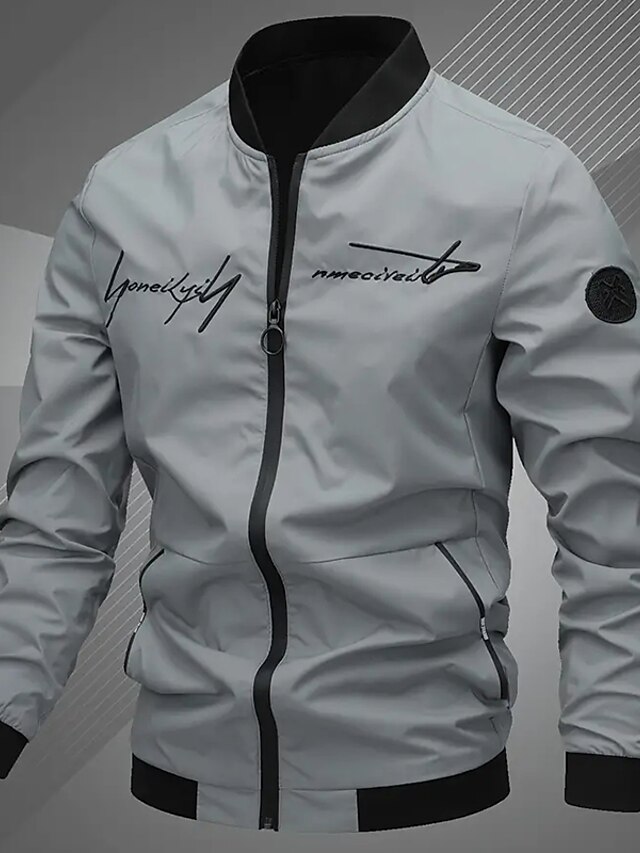 Men's Lightweight Jacket Bomber Jacket Outdoor Daily Wear Warm Fall ...