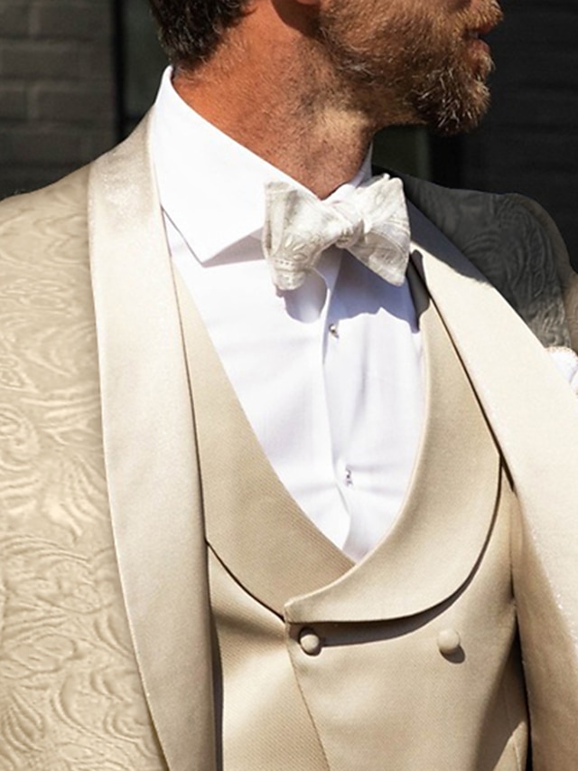 Men's Wedding Party Tuxedos Homecoming Party Champagne Floral Tailored ...