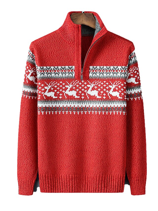 Men's Pullover Sweater Jumper Christmas Sweaters Quarter Zip Sweaters ...
