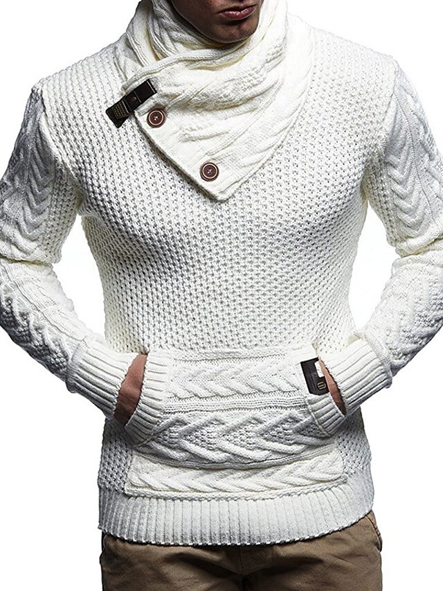 Men's Pullover Sweater Jumper Knit Sweater Ribbed Cable Knit Regular ...