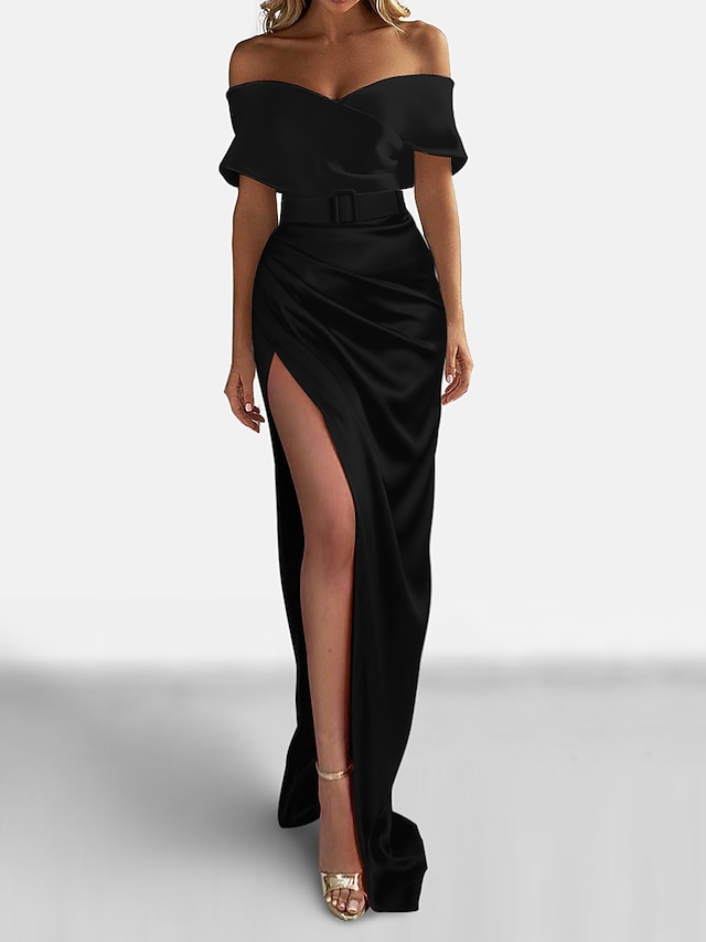 Sheath Evening Gown Elegant Dress Formal Sweep / Brush Train Short ...