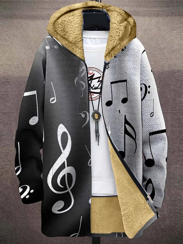 Note Casual Men's Fleece Jacket Coat Hoodie Jacket Daily Wear Going out ...