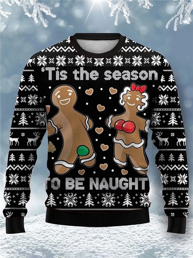Ugly Christmas Sweater Men's Pullover Sweater Snowflake Gingerbread ...