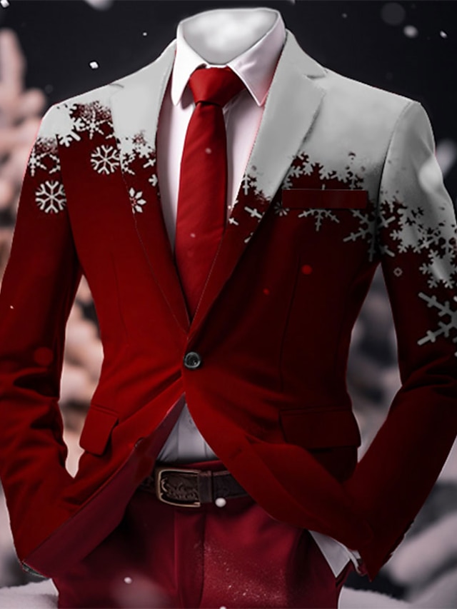 Snowflake Business Men's Coat Blazer Work Wear to work Going out Fall ...